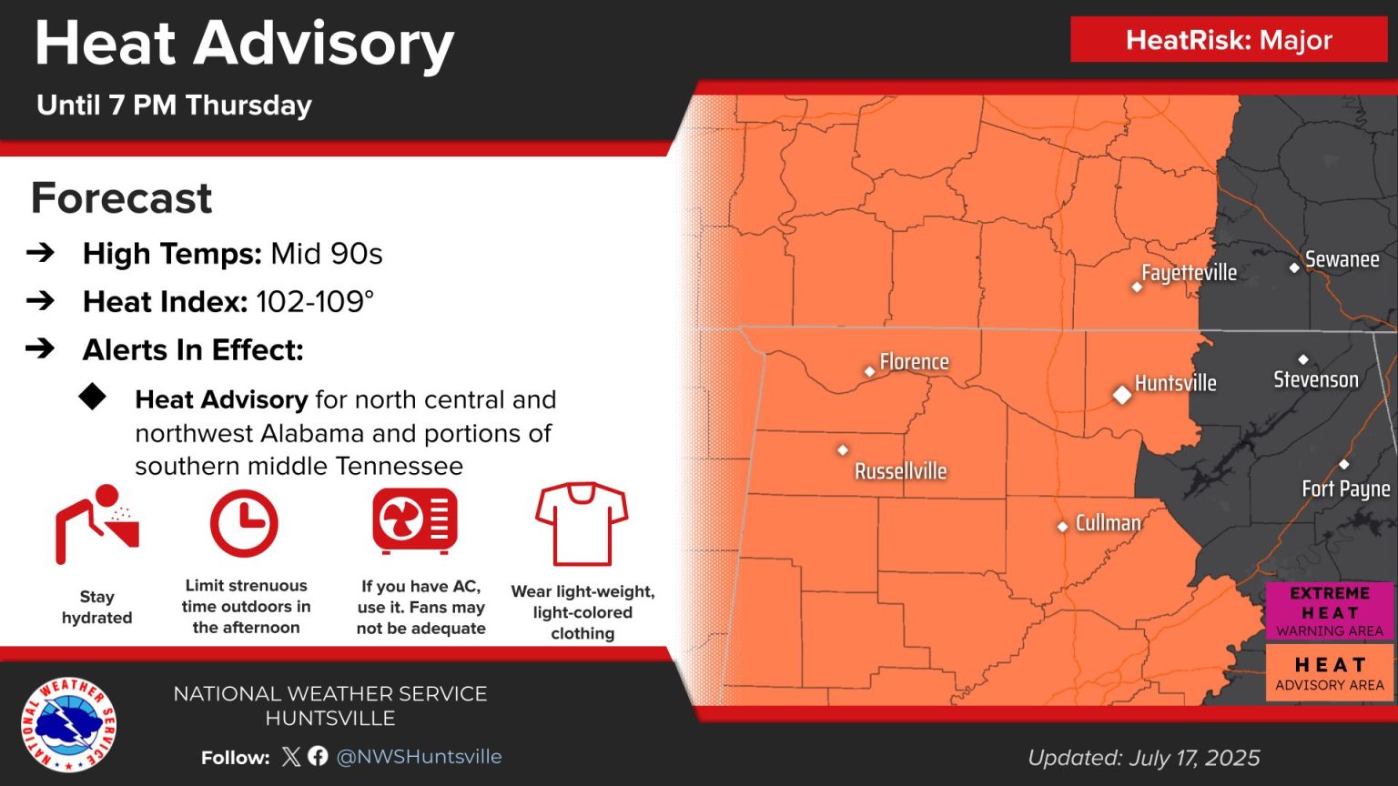 Heat advisory in effect with heat index of 109 degrees in forecast ...